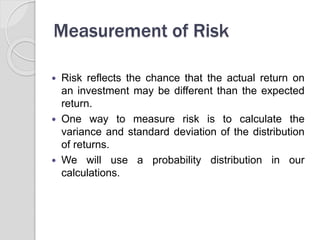 Measurement of Risk and Calculation of Portfolio Risk | PPTX
