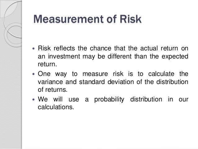 Measurement of Risk and Calculation of Portfolio Risk