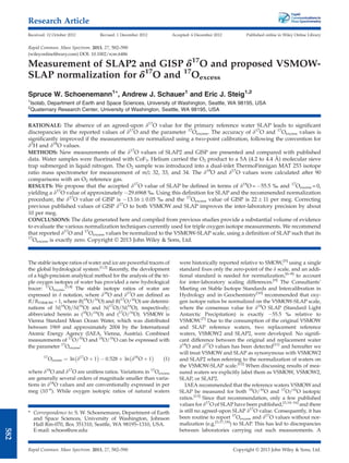Measurement of slap2 and gisp 17 o and proposed vsmow slap ...