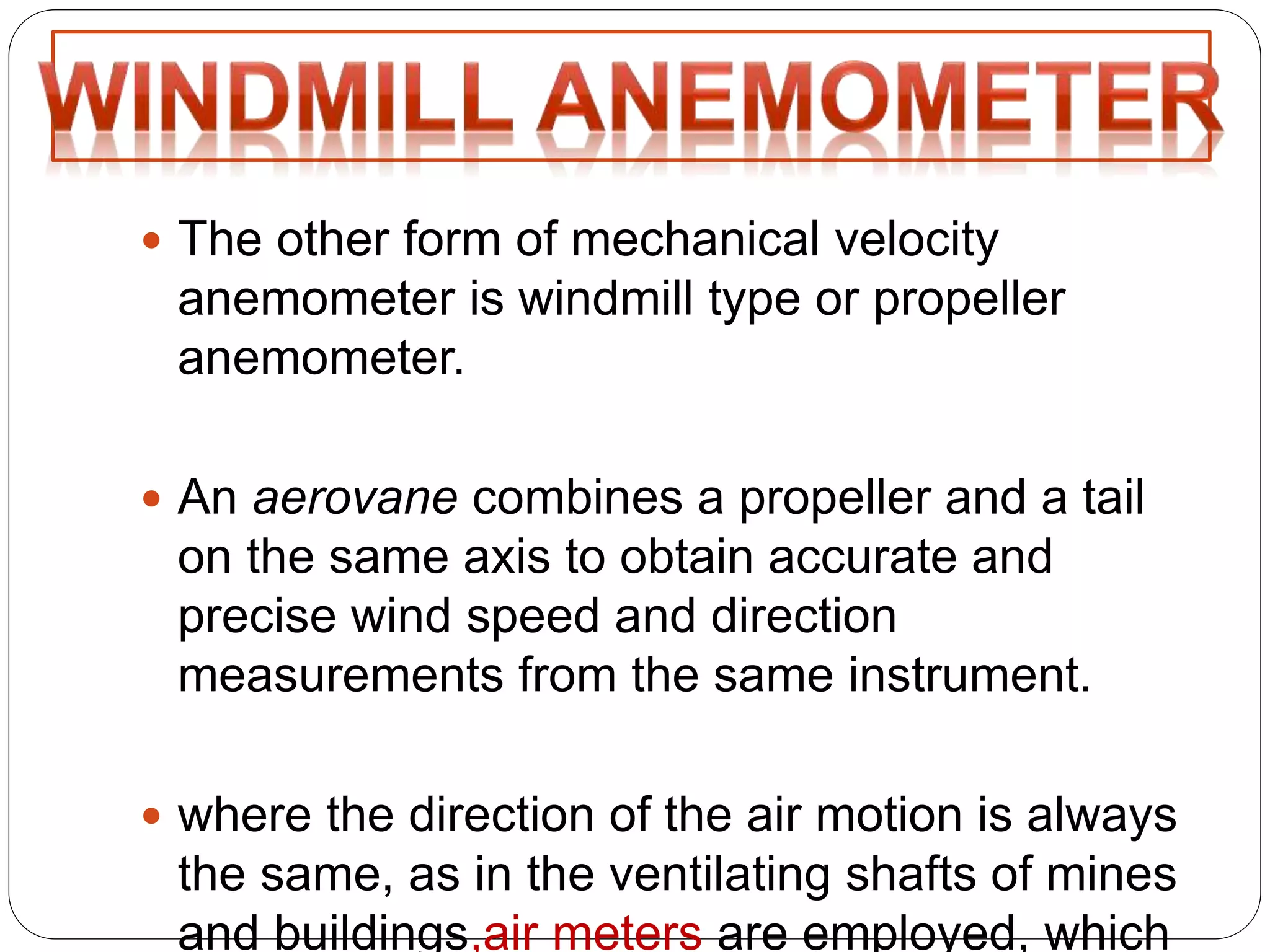 Measurement of speed of wind | PPT