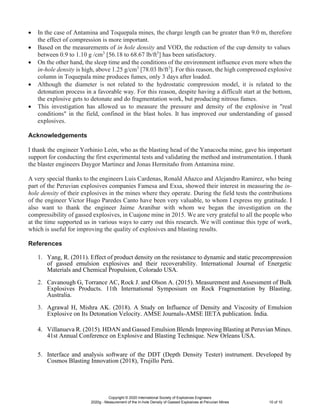 Measurement of the in hole density of gassed explosives at peruvian mine | PDF