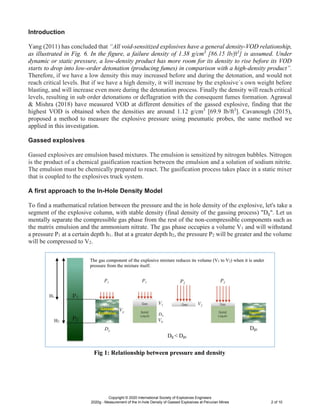 Measurement of the in hole density of gassed explosives at peruvian ...