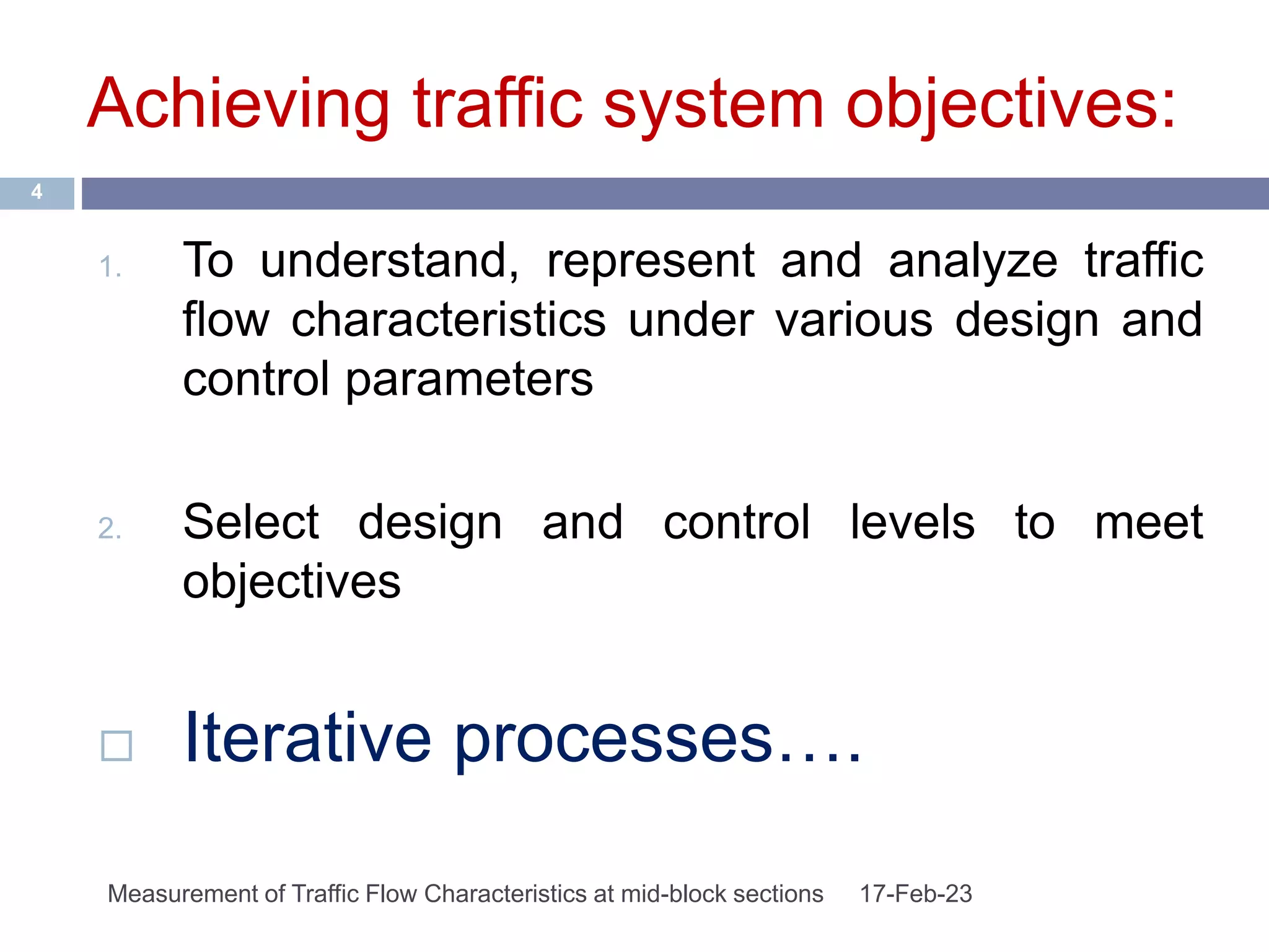 Measurement of Traffic Flow Characteristics at mid-block sections -Universal Engineering college.ppt