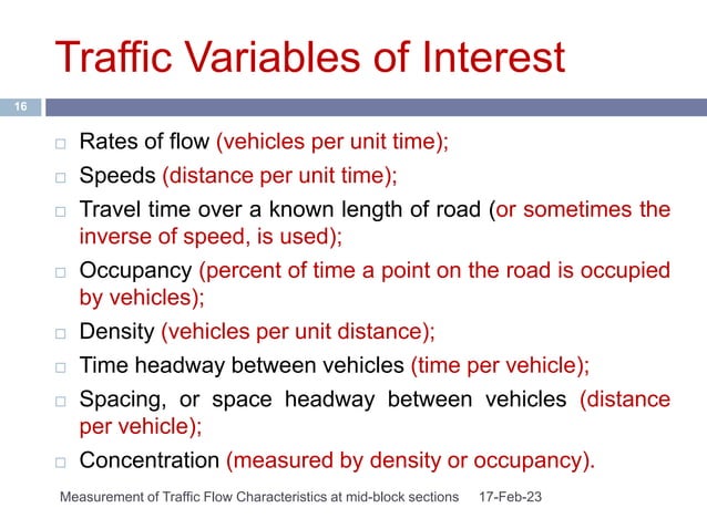 Measurement of Traffic Flow Characteristics at mid-block sections ...