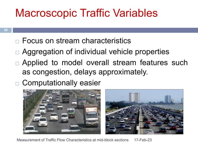 Measurement of Traffic Flow Characteristics at mid-block sections ...