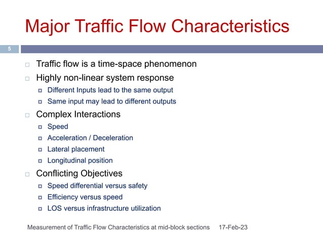 Measurement of Traffic Flow Characteristics at mid-block sections ...