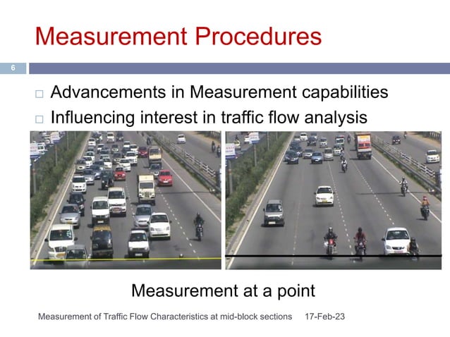 Measurement of Traffic Flow Characteristics at mid-block sections ...