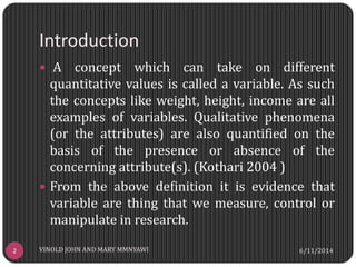 Measurement of variables IN RESEARCH | PPTX