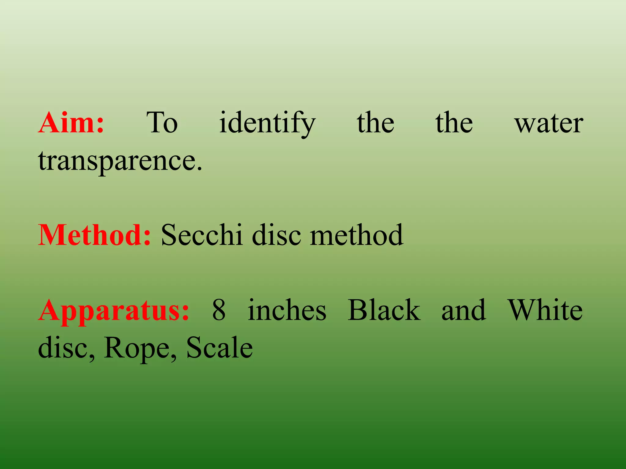 Measurement of water transparency | PPTX