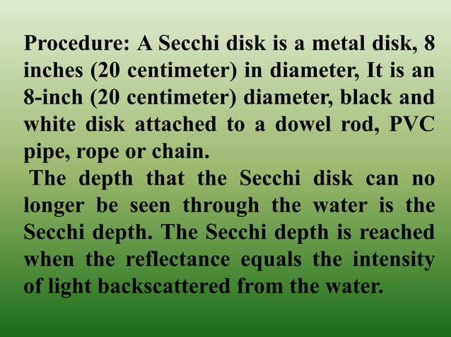 Measurement of water transparency | PPTX | Physics | Science