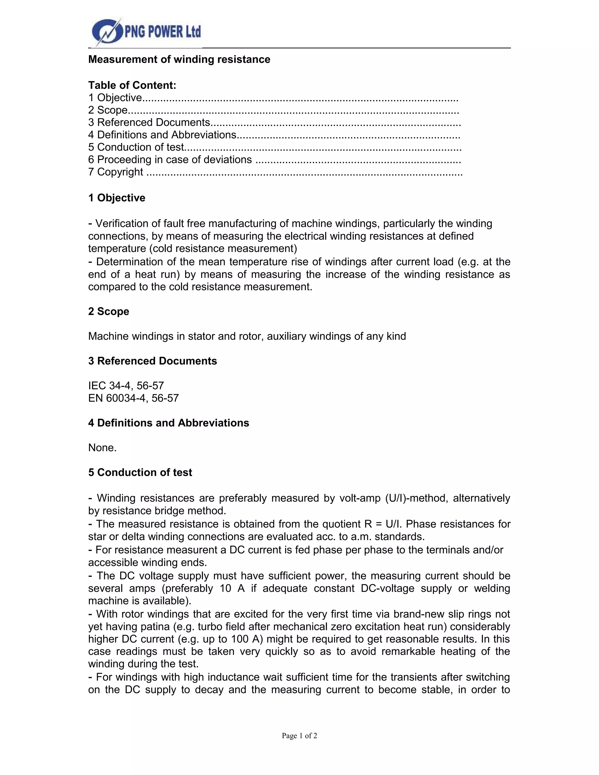 Measurement of winding resistances | DOC