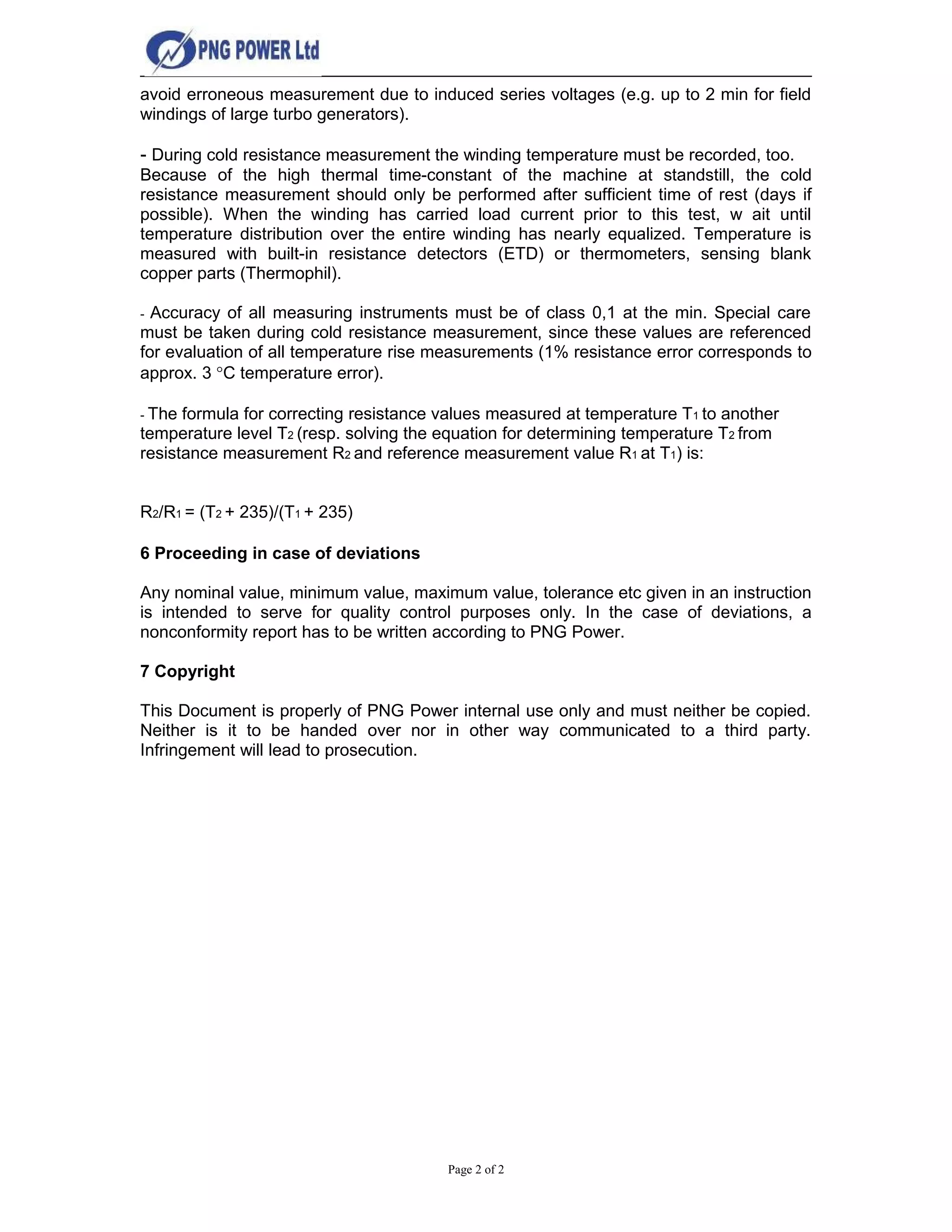 Measurement of winding resistances | DOC
