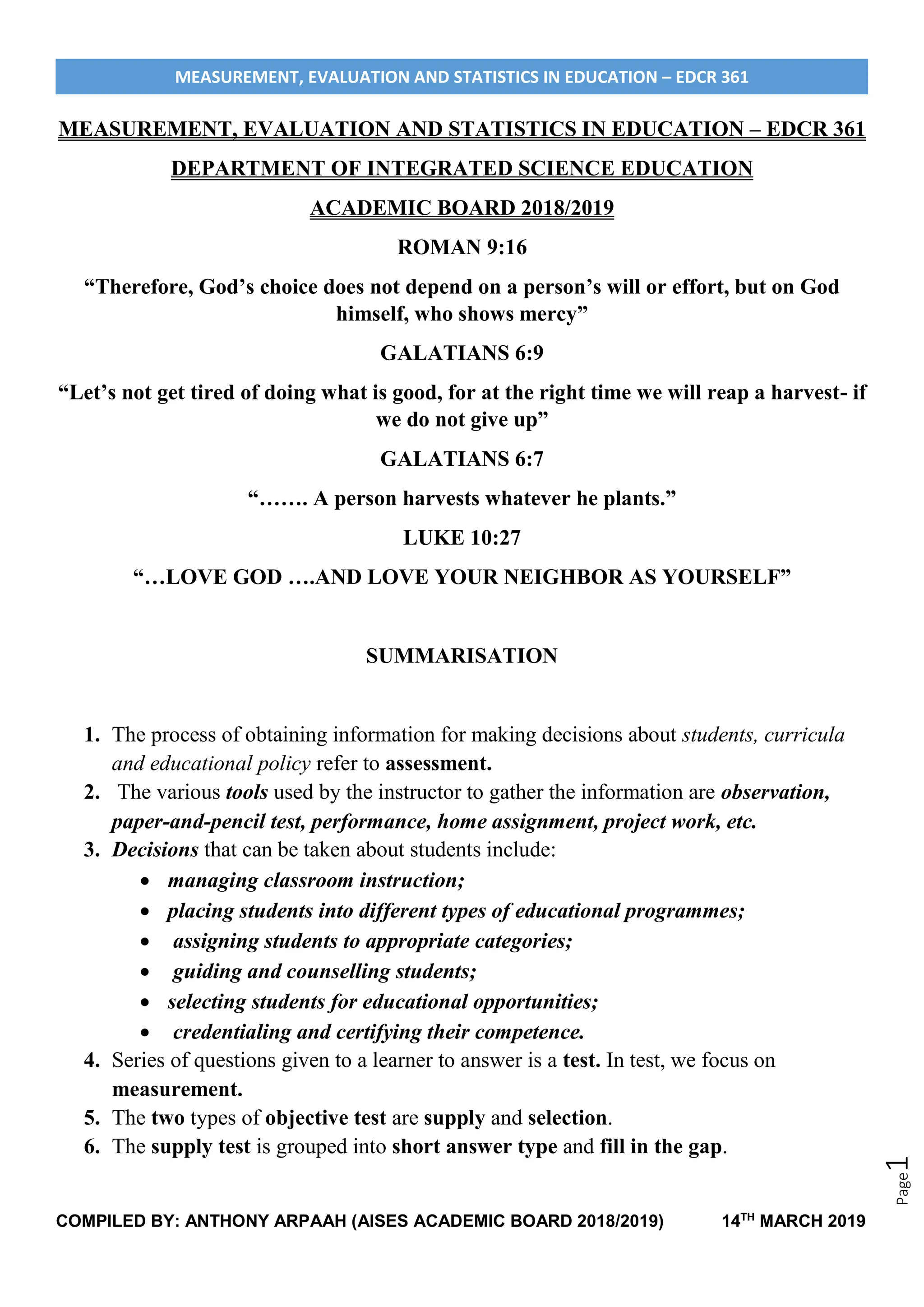 MEASUREMENT, statistics Questions and answers | PDF