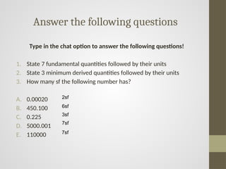 Measurements, units and Uncertainty in physics | PPTX | Physics | Science