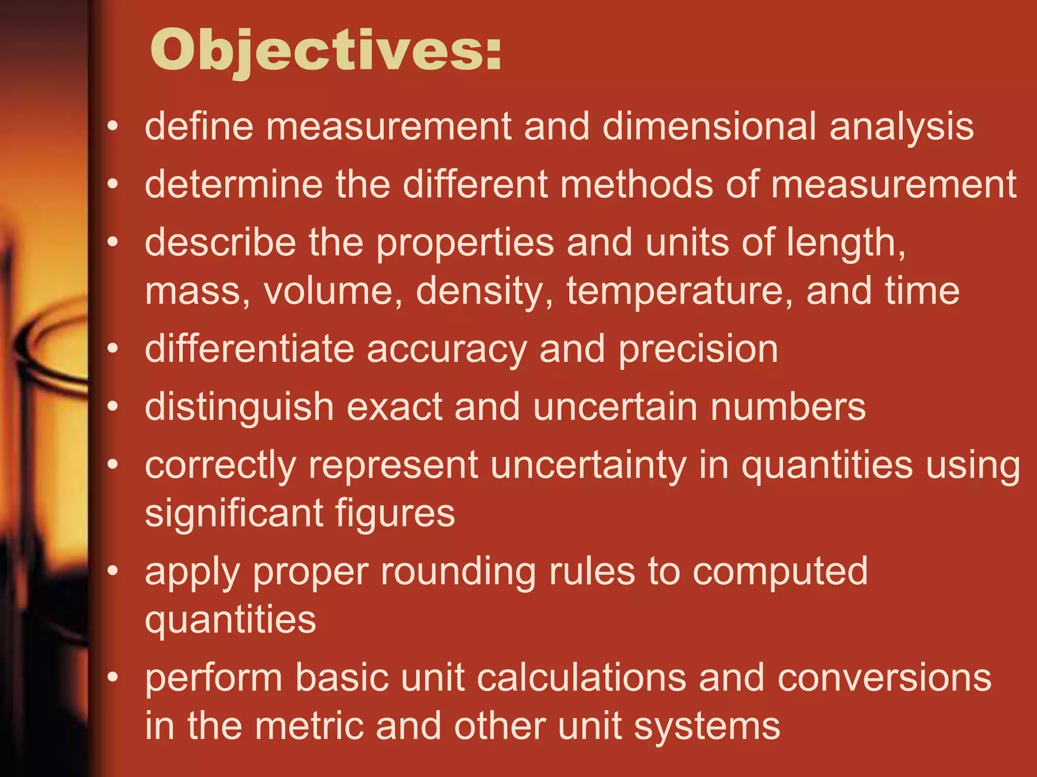 Measurements and dimensional analysis | PPT