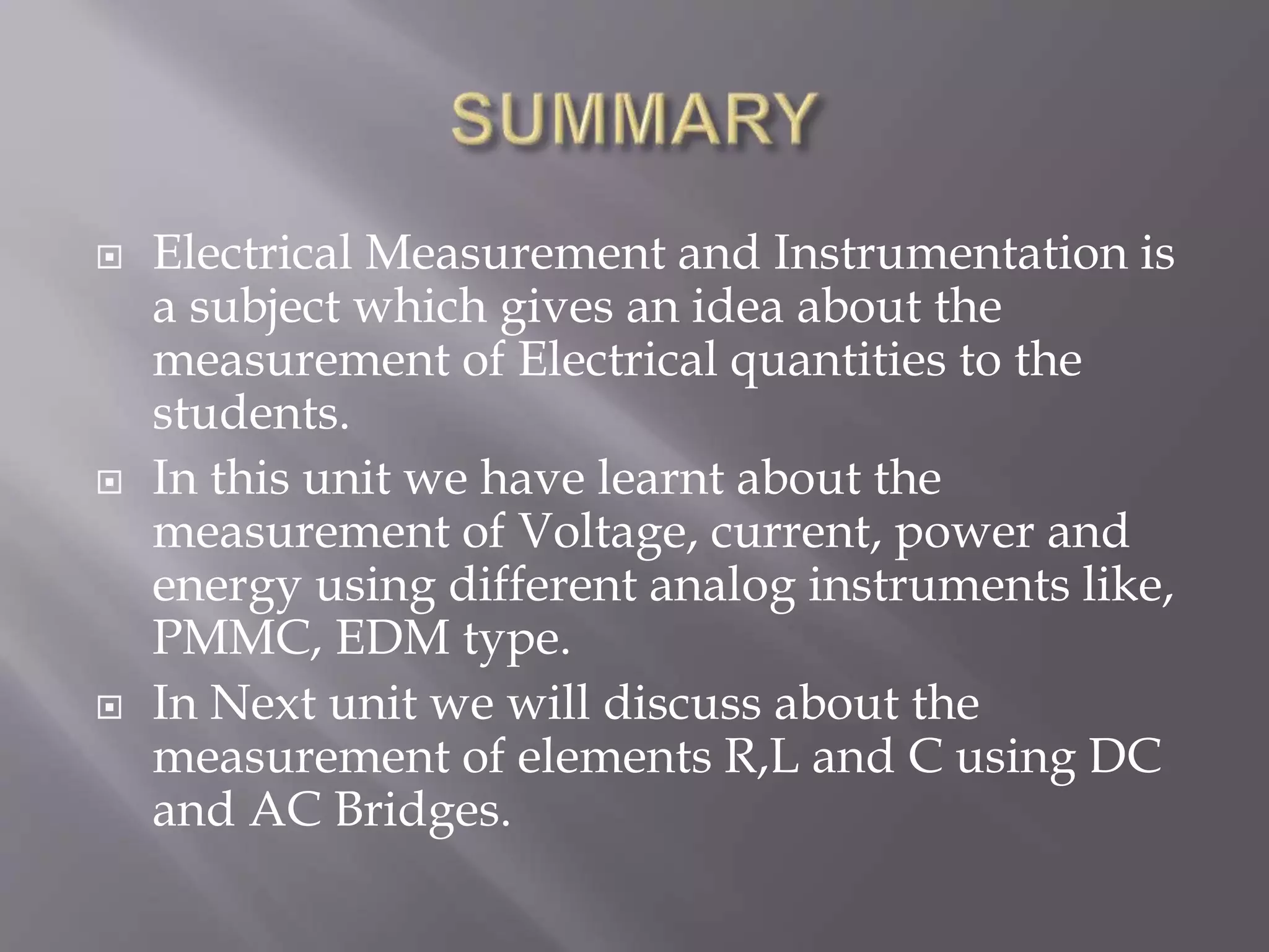 Measurements and instrumentation unit 1 | PPTX