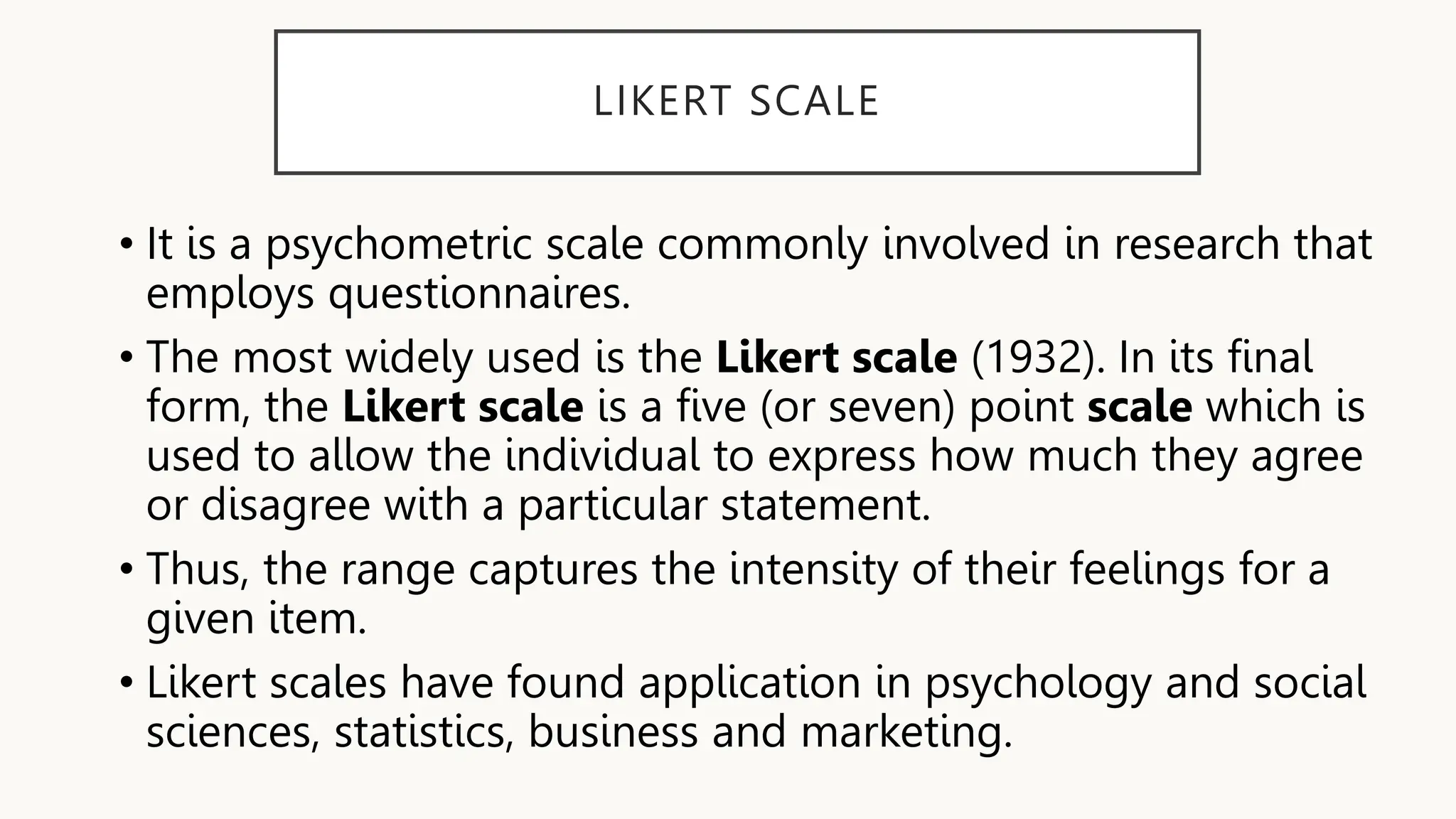 Measurement scale used in Business Research | PPTX