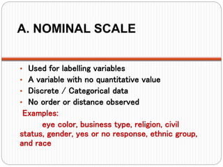 Measurement scale and statistical tests | PPTX
