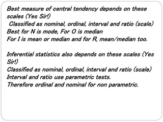 Measurement scale and statistical tests | PPTX