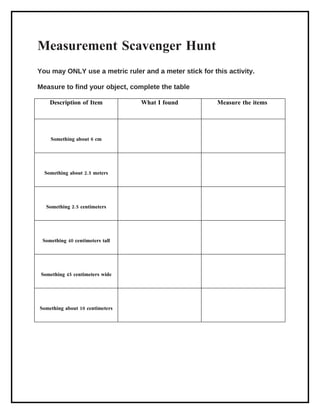 Measurement scavenger hunt | DOC