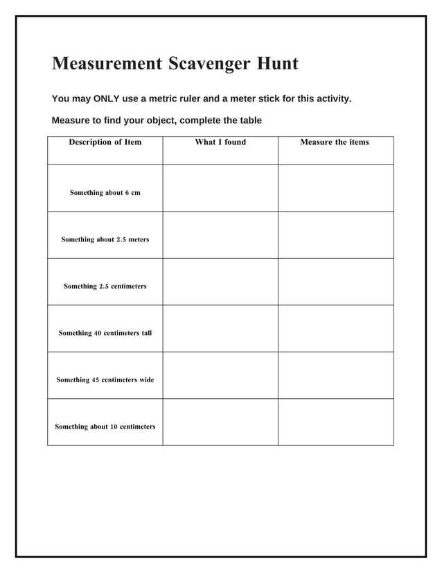 Measurement scavenger hunt | DOC