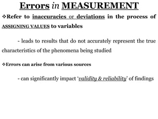 DEFINITION, MEANING, USES, TYPES, ERRORS & TESTS OF MEASUREMENT IN ...