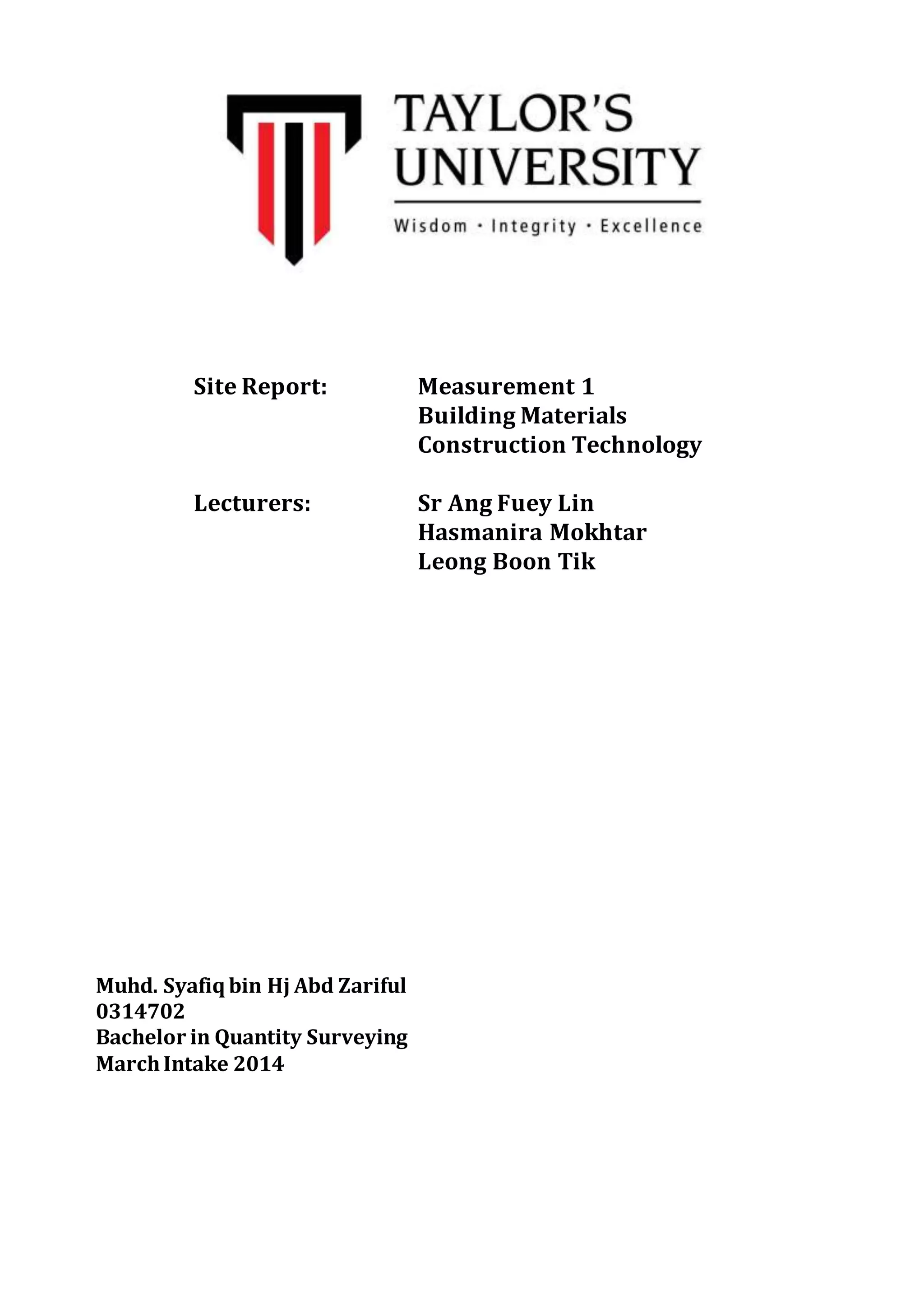 Measurement assignment site report | DOCX | Civil Engineering Industry ...