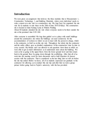 Measurement assignment site report | DOCX