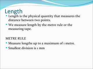 Measurements, length, area and volume | PPT