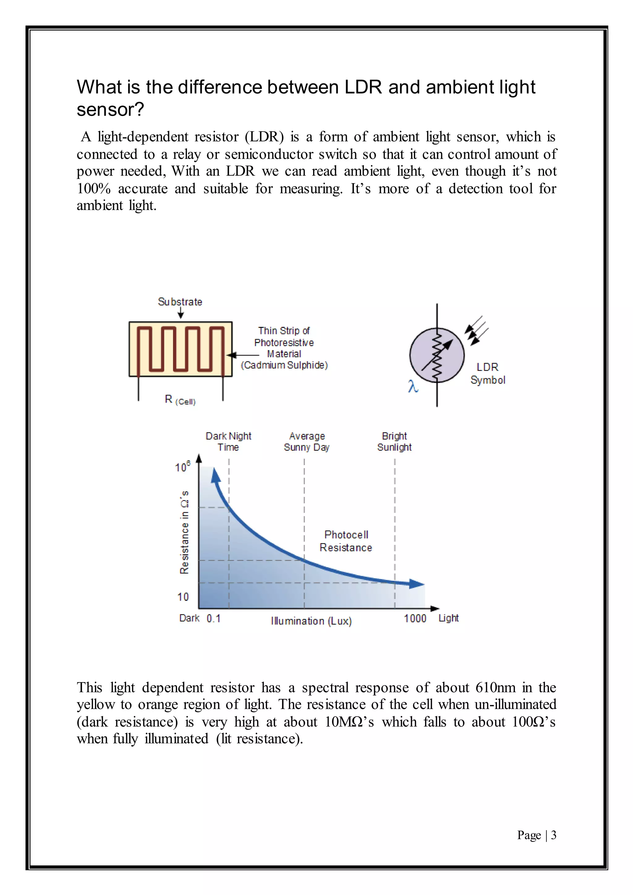 A Measurements Project on Light Detection sensor | DOCX
