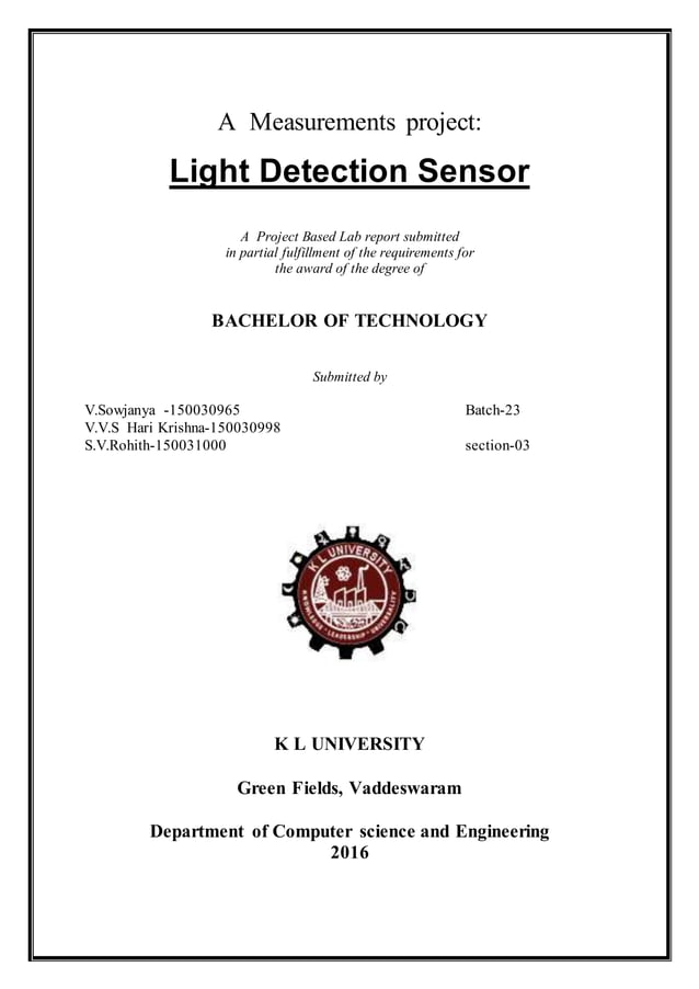 A Measurements Project on Light Detection sensor | DOCX | Computer Peripherals | Computing