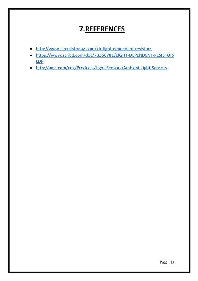 A Measurements Project on Light Detection sensor | DOCX | Computer Peripherals | Computing