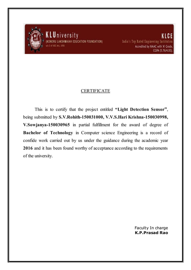 A Measurements Project on Light Detection sensor | DOCX | Computer Peripherals | Computing