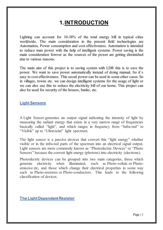 A Measurements Project on Light Detection sensor | DOCX | Computer Peripherals | Computing