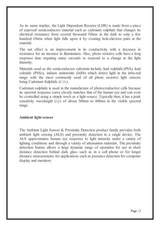 A Measurements Project on Light Detection sensor | DOCX