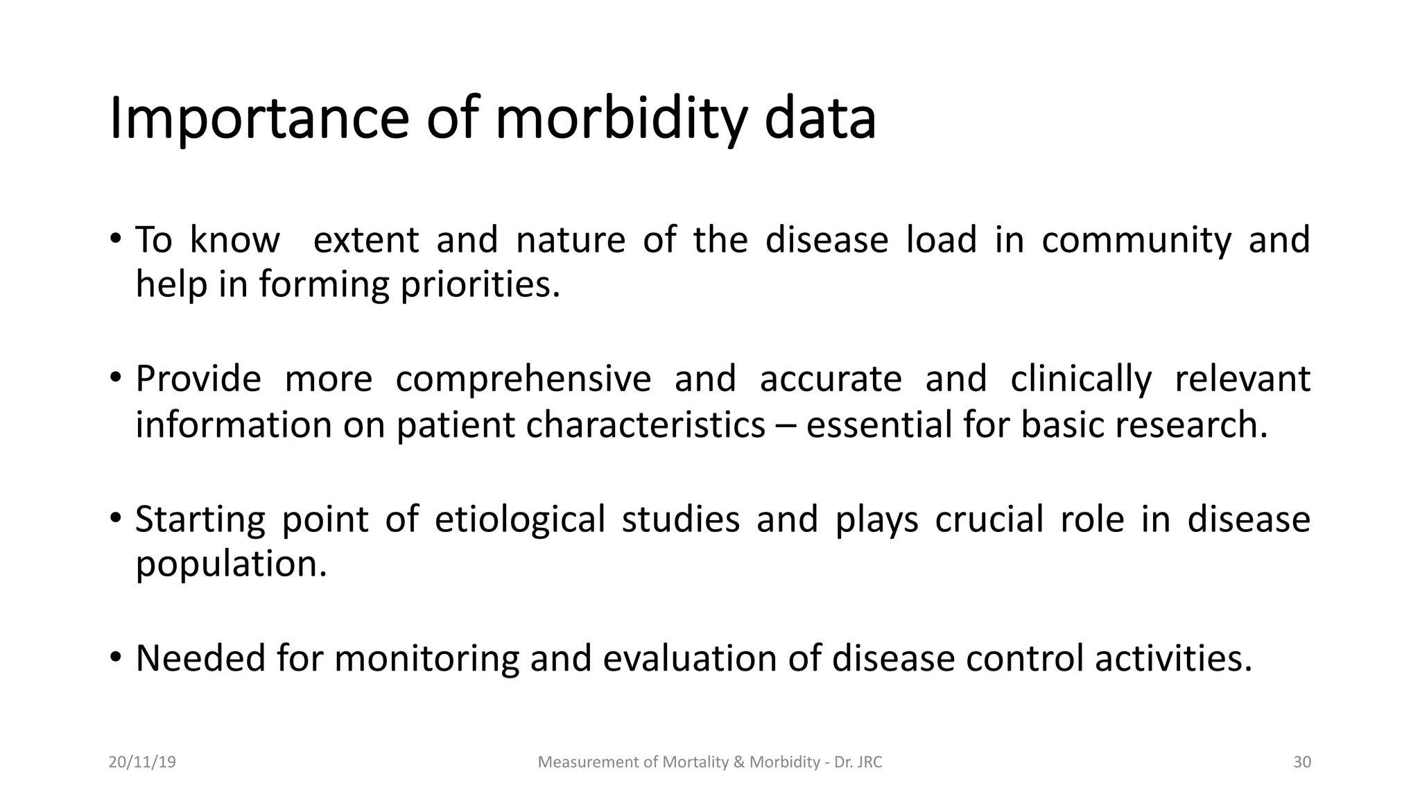 Measurements of morbidity and mortality | PDF