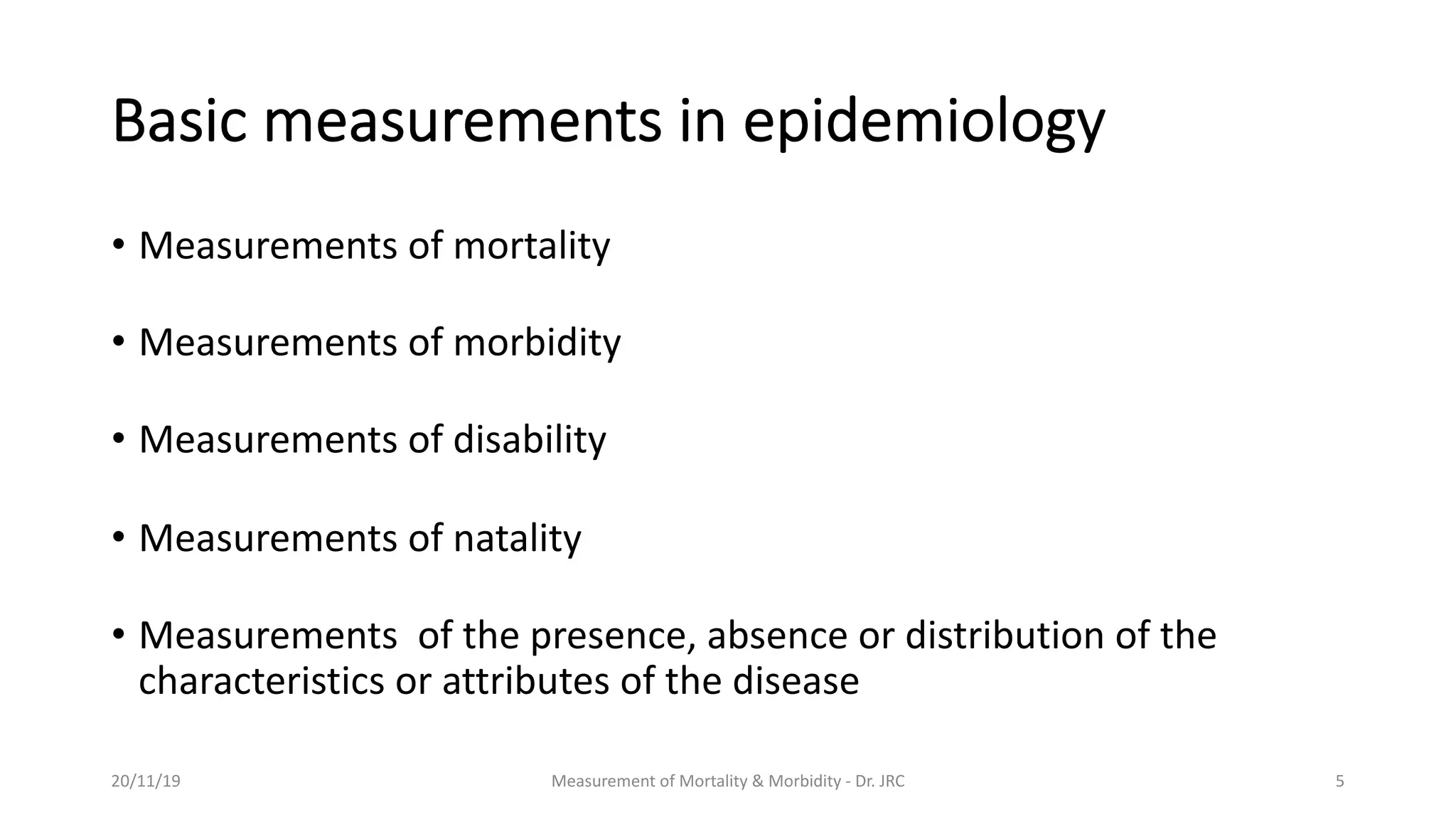 Measurements of morbidity and mortality | PDF