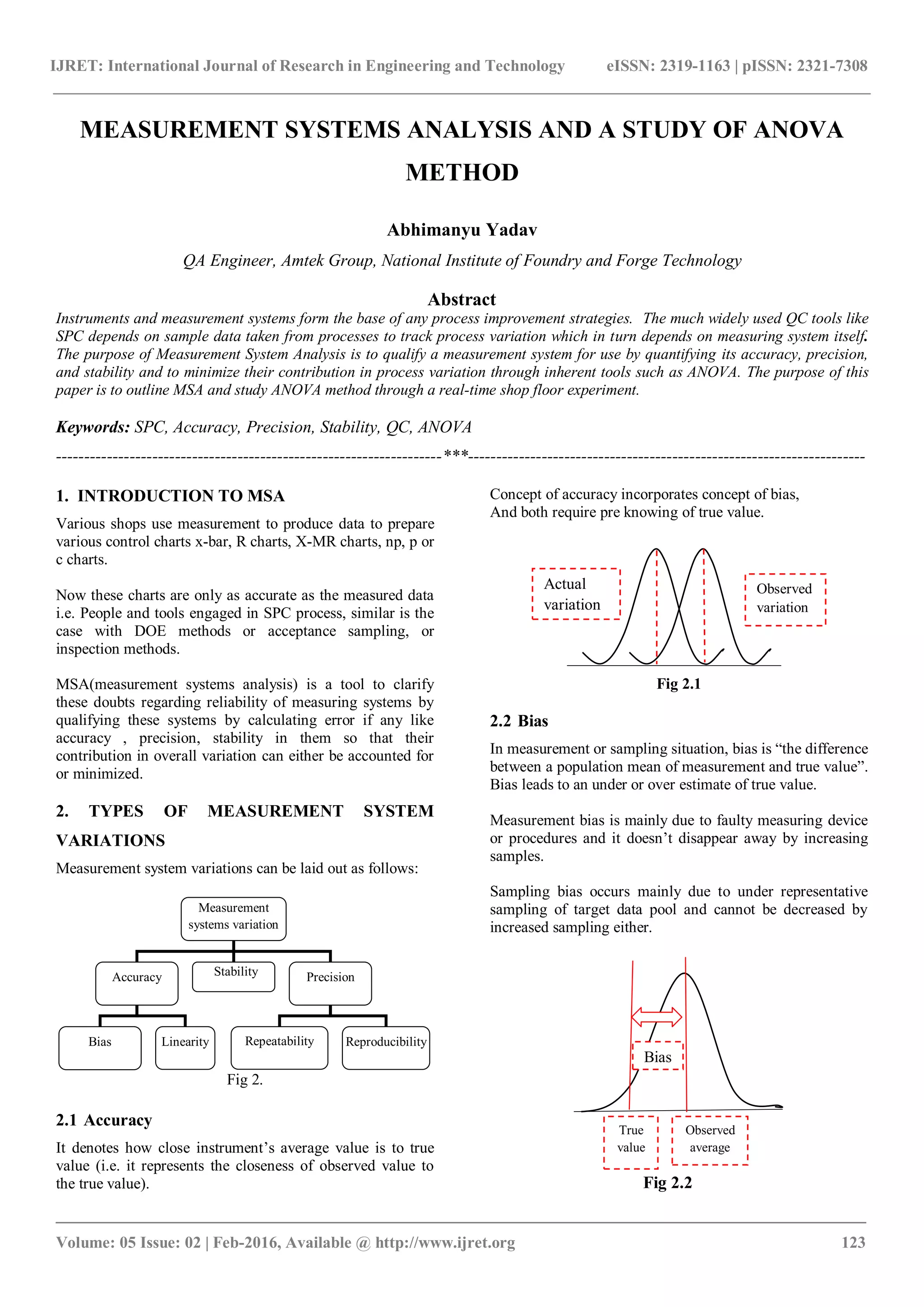 Measurement systems analysis and a study of anova method | PDF