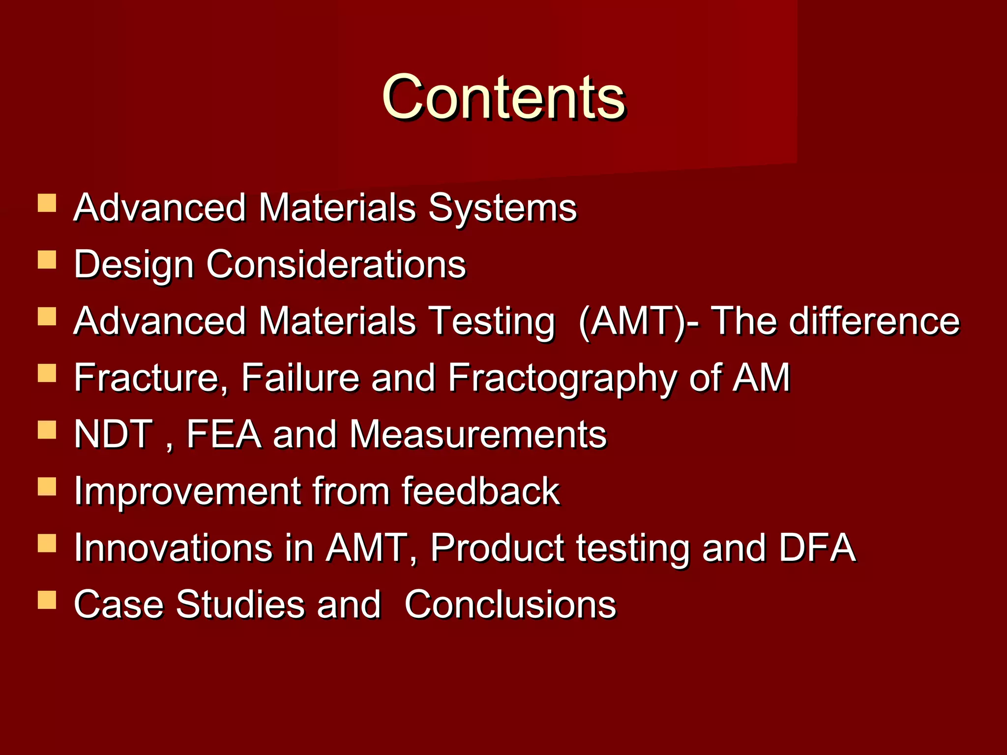 Measurement techniques in advanced materials systems | PPT