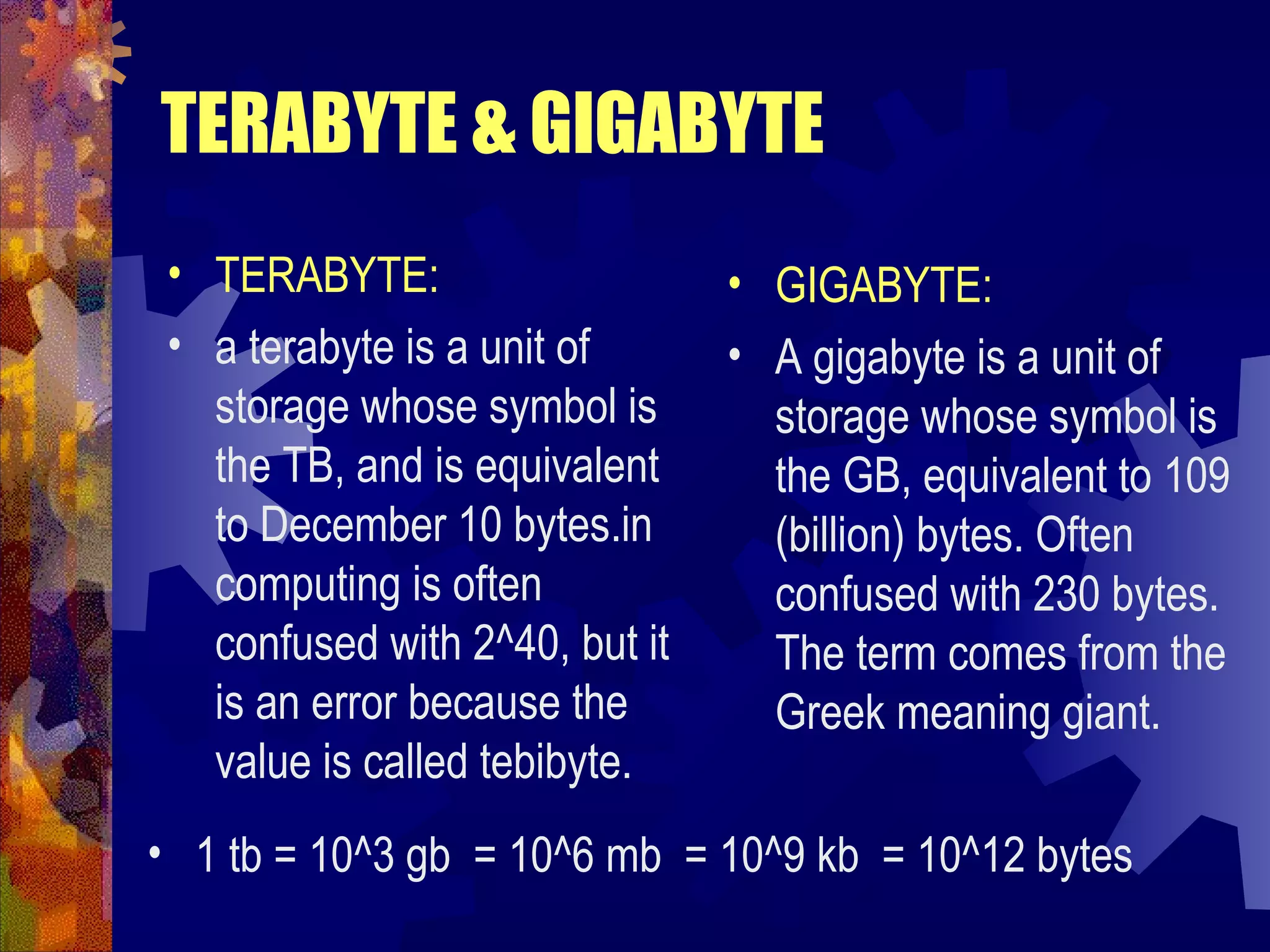 Measurement units of byte | PPT