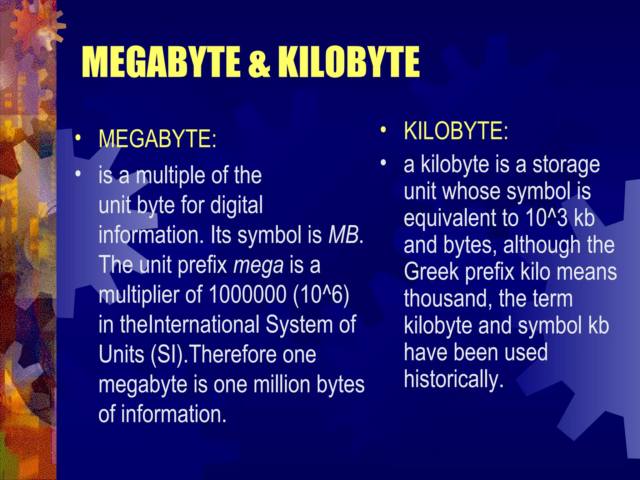 Measurement units of byte | PPT