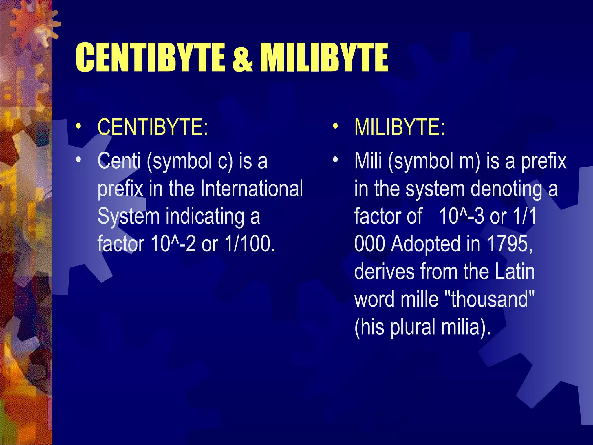 Measurement units of byte | PPT
