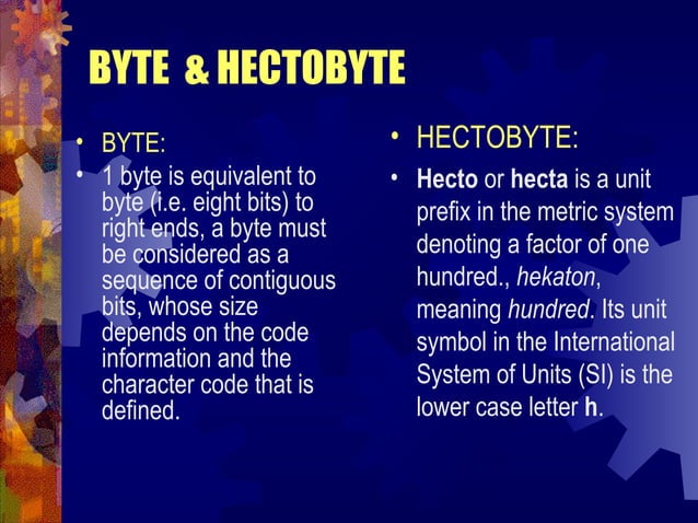 Measurement units of byte | PPT | Data Storage and Warehousing | Computing