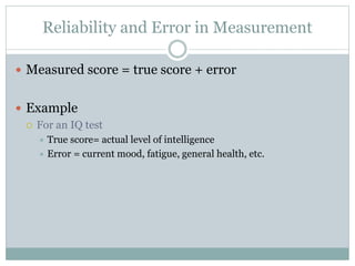Measurement validity and reliability | PPTX