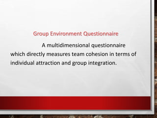 Measurenment of Cohesion | PPTX | Soccer | Sports