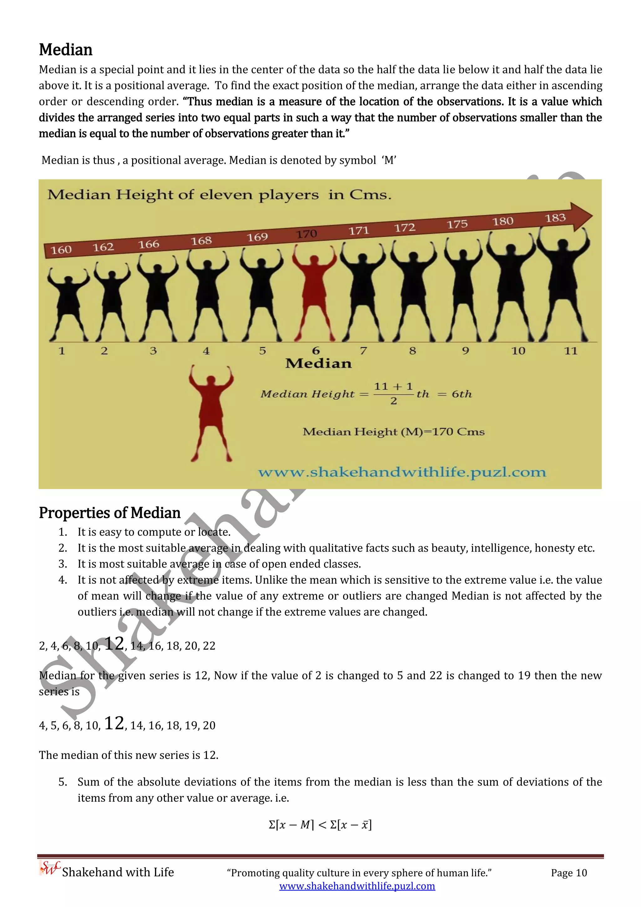 Measure of central tendency (Mean, Median and Mode) | PDF
