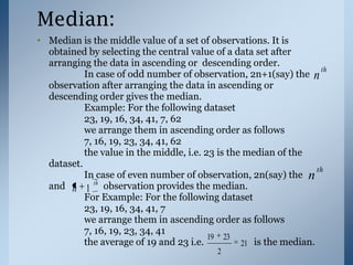 Measure of Central Tendency | PPTX | Physics | Science