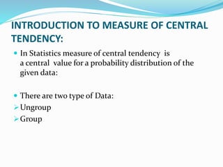 Presentation on "Measure of central tendency" | PPTX