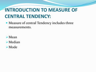 Presentation on "Measure of central tendency" | PPTX
