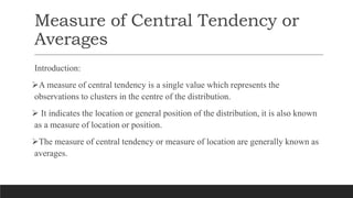 Measure of central tendency | PPT